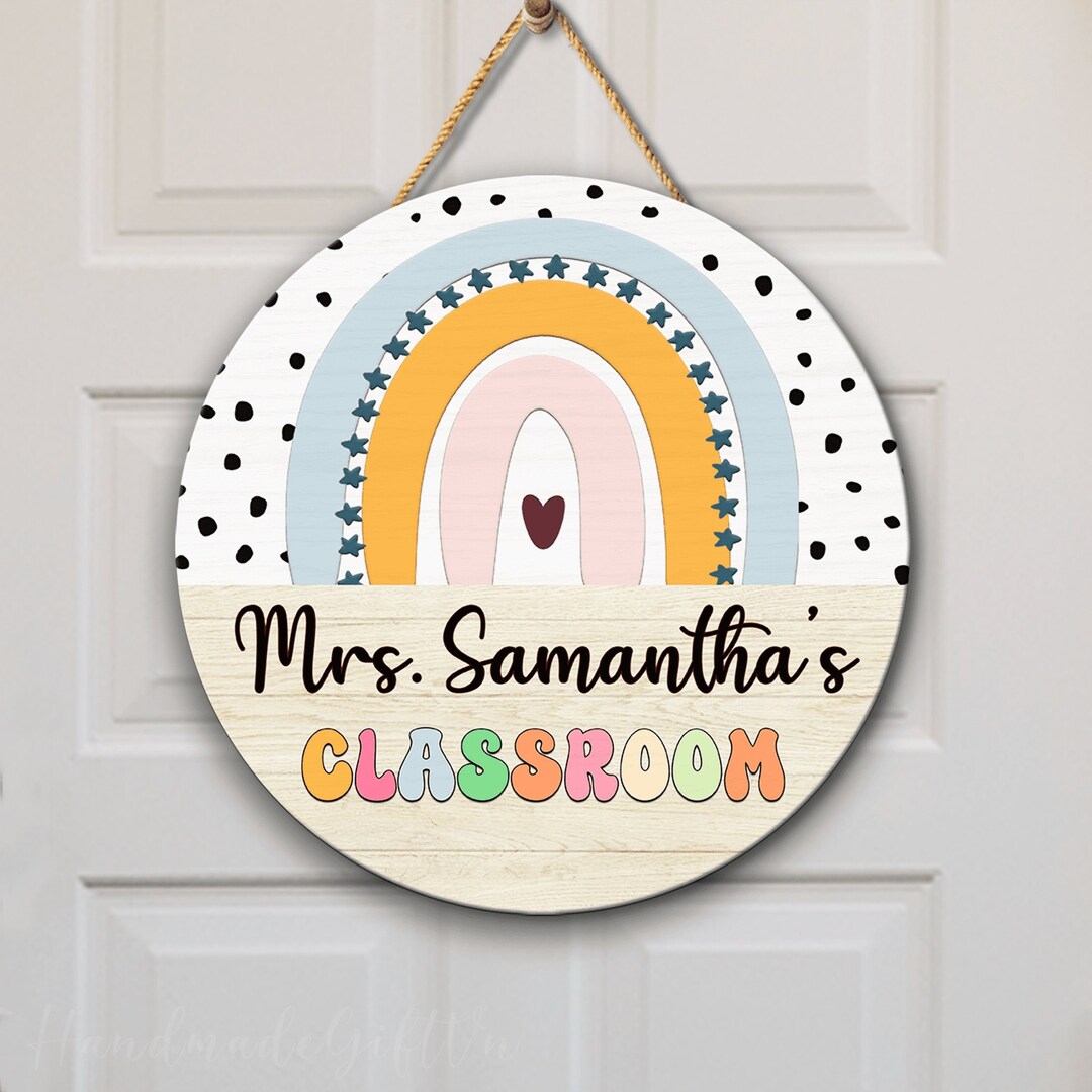 Personalized Teacher Classroom Sign, Custom Teacher Door Sign, Teacher ...