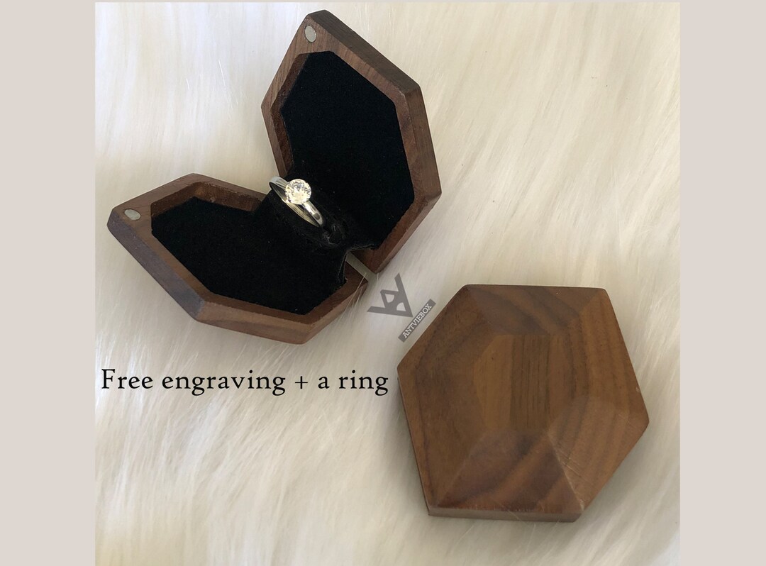 Polygon Ring Box / Hexagon Engagement Ring Box / Walnut Ring Box ...