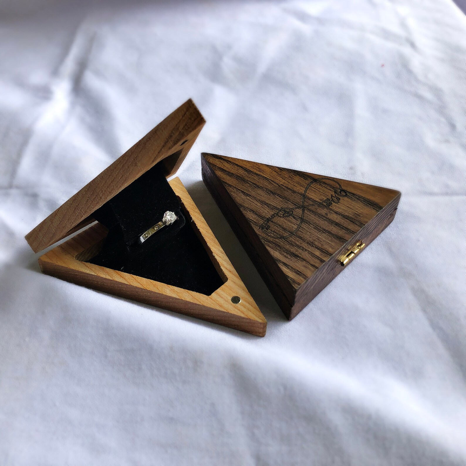 Slim Triangle Ring Box Slim Engagement Ring Box Oak Ring | Etsy