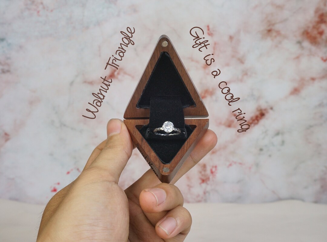 Mini Slim Triangle Ring Box - Slim Engagement Ring Box - Handcraft Ring ...
