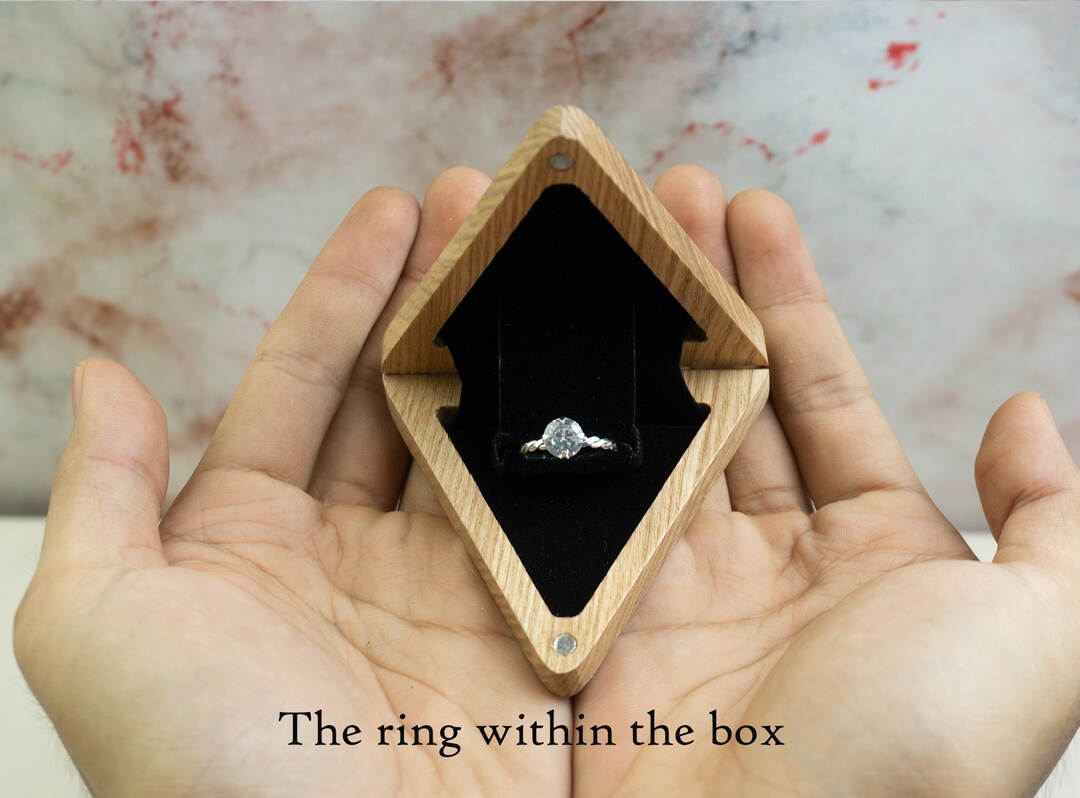 Slim Triangle Ring Box - Slim Engagement Ring Box - Flip up Ring Box ...