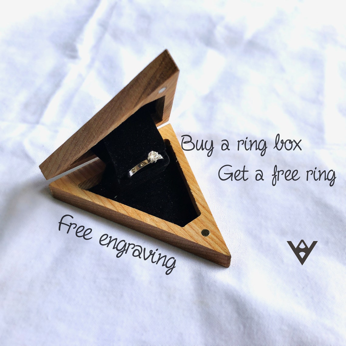 Slim Triangle Ring Box Slim Engagement Ring Box Oak Ring | Etsy