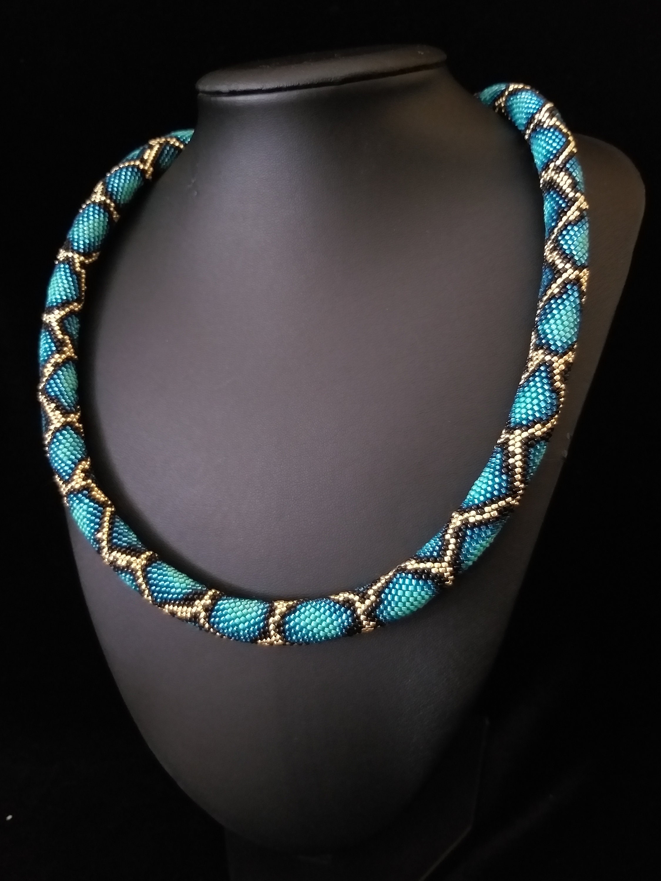 Blue Python Necklace Egypt Styled Jewerly Sea Theme Summer - Etsy