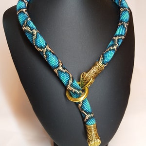 Blue Python Necklace, Egypt Styled Jewerly, Sea Theme Summer Jewelry ...