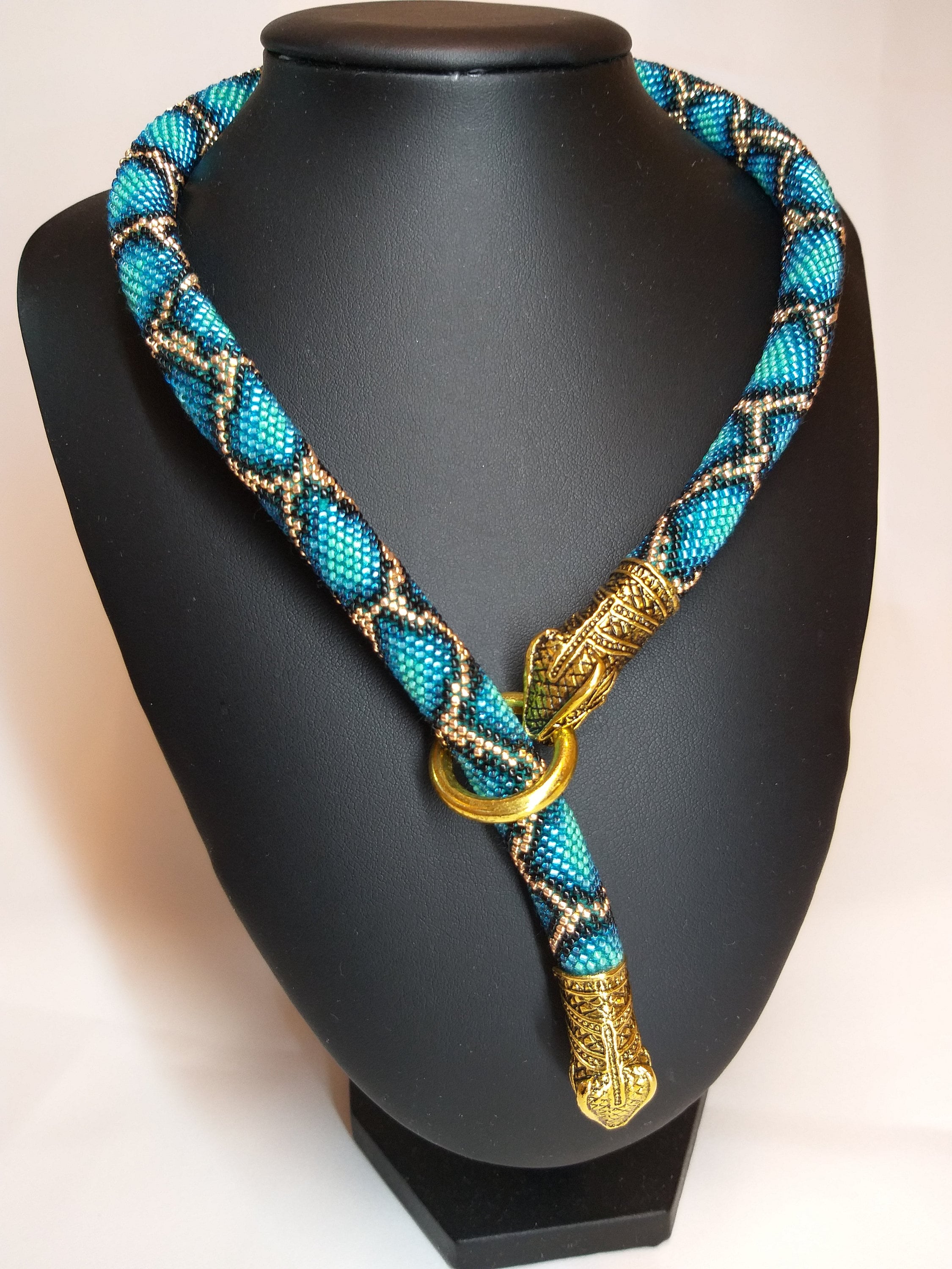 Blue Python Necklace, Egypt Styled Jewerly, Sea Theme Summer Jewelry ...