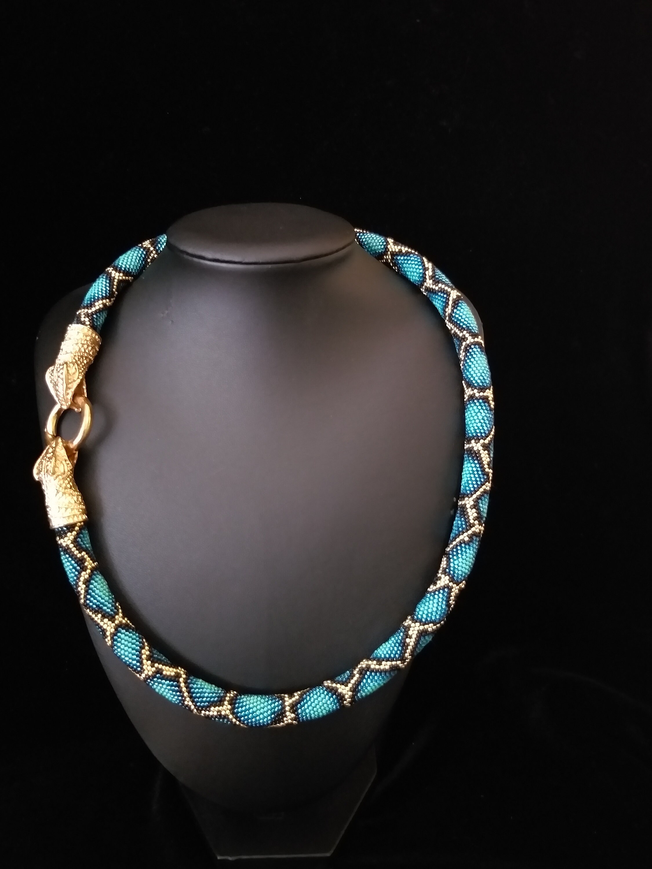 Blue Python Necklace, Egypt Styled Jewerly, Sea Theme Summer Jewelry ...