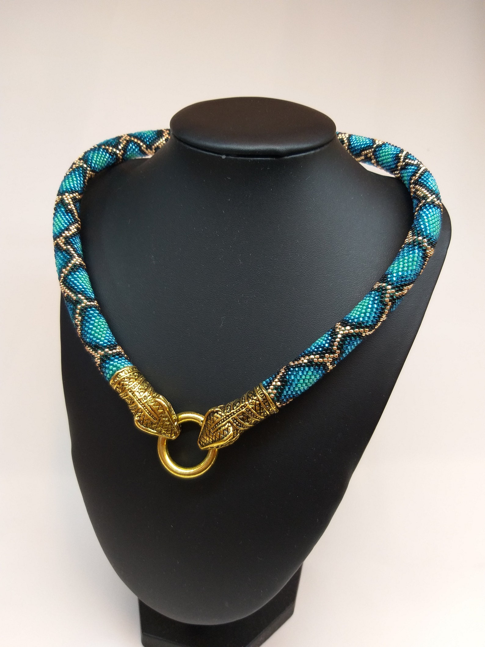 Blue Python Necklace Egypt Styled Jewerly Sea Theme Summer - Etsy