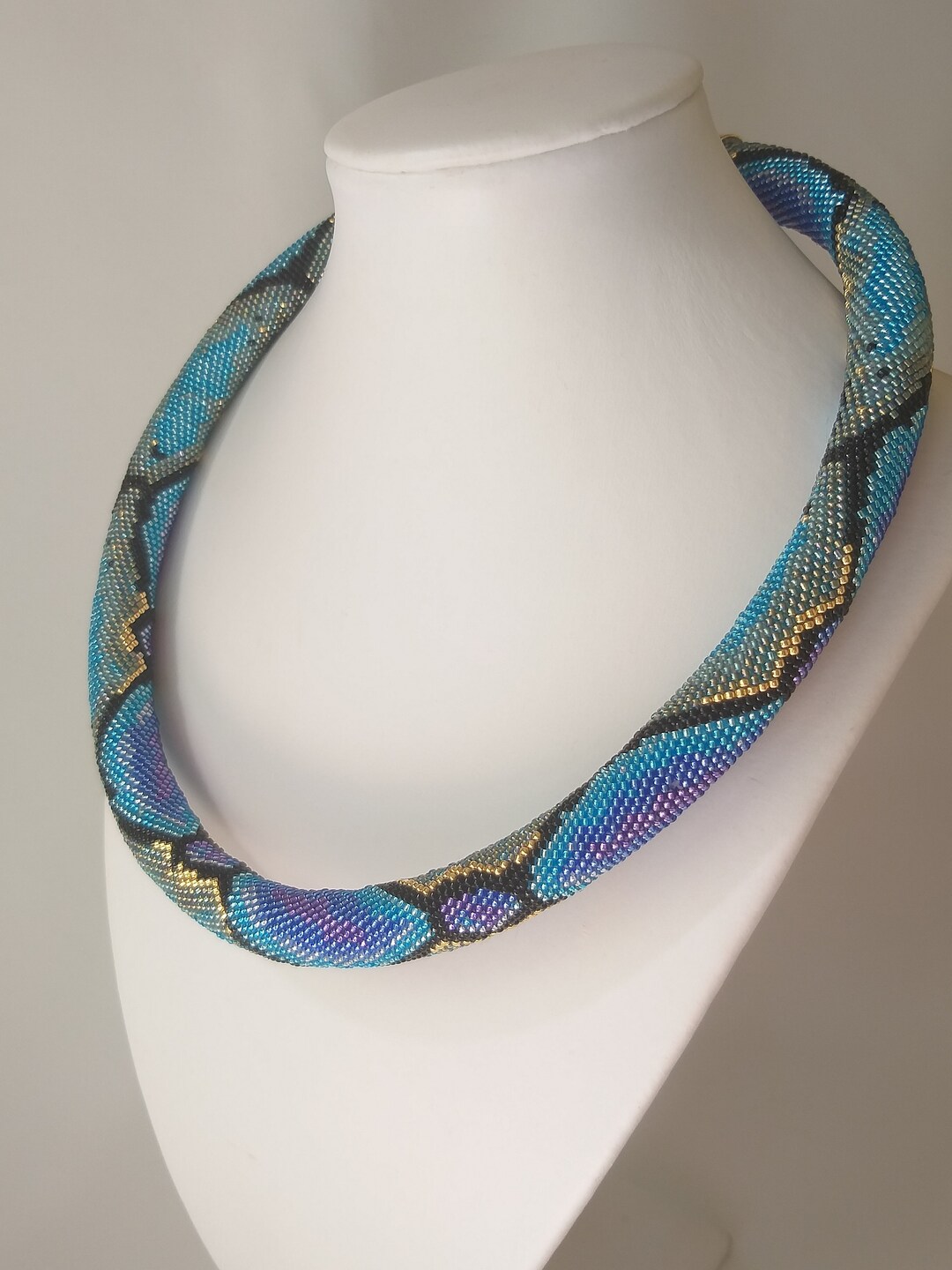 Blue Python Necklace,adornment on the Neck in the Form of a Snake Sea ...