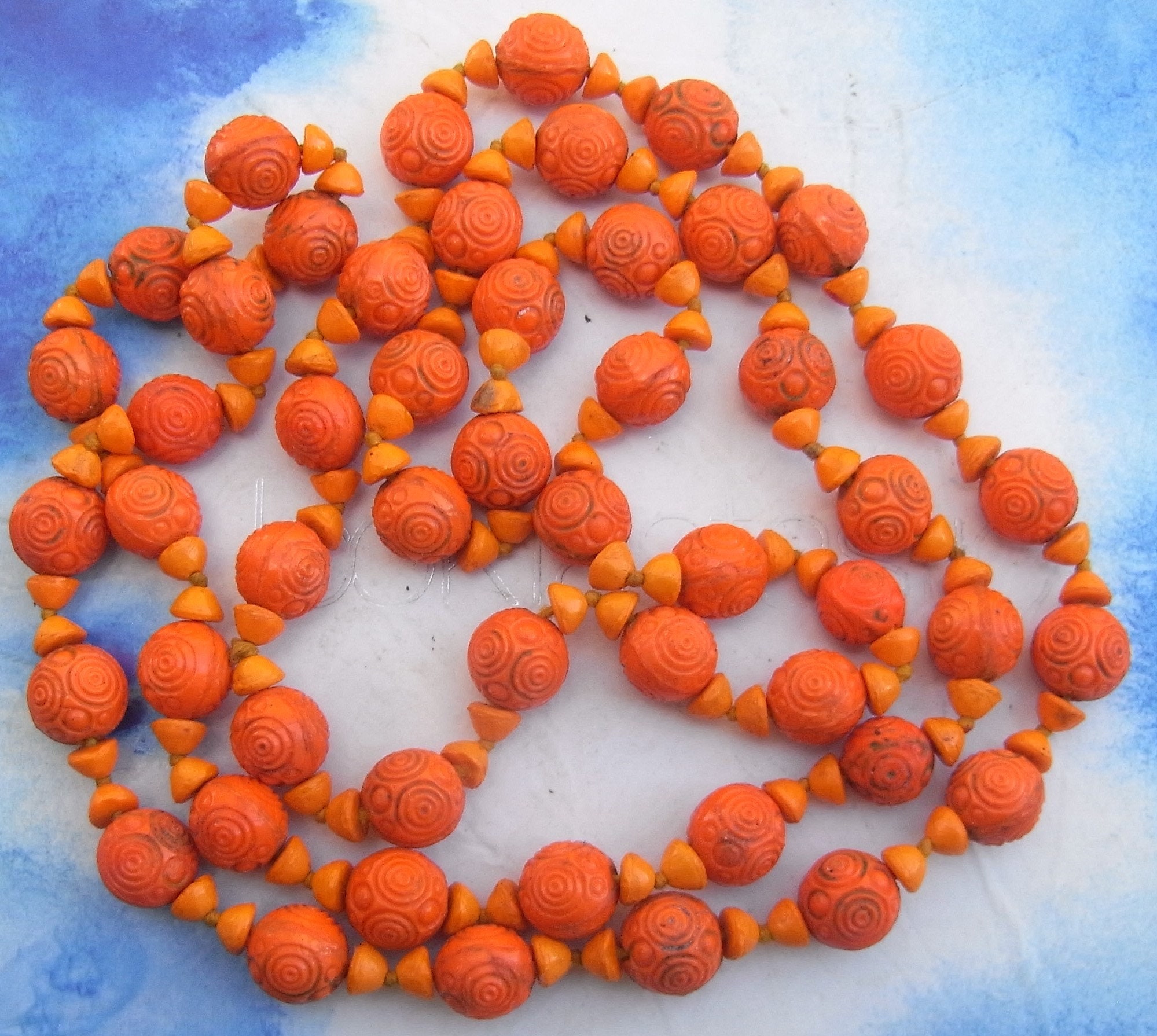 Art Deco Neiger Brothers Chinese Revival Super Long Glass Beads ...