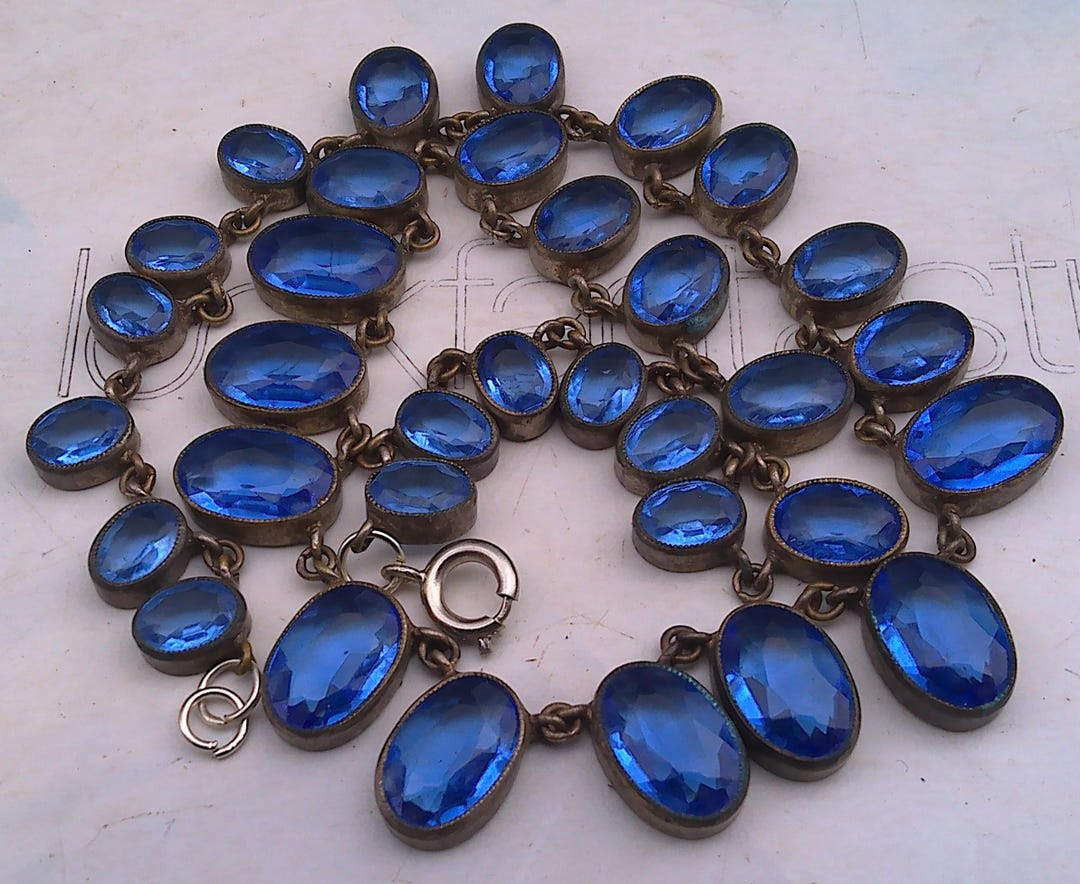 Victorian Open Back Sapphire Blue Glass Crystal Paste Beads Bezel ...