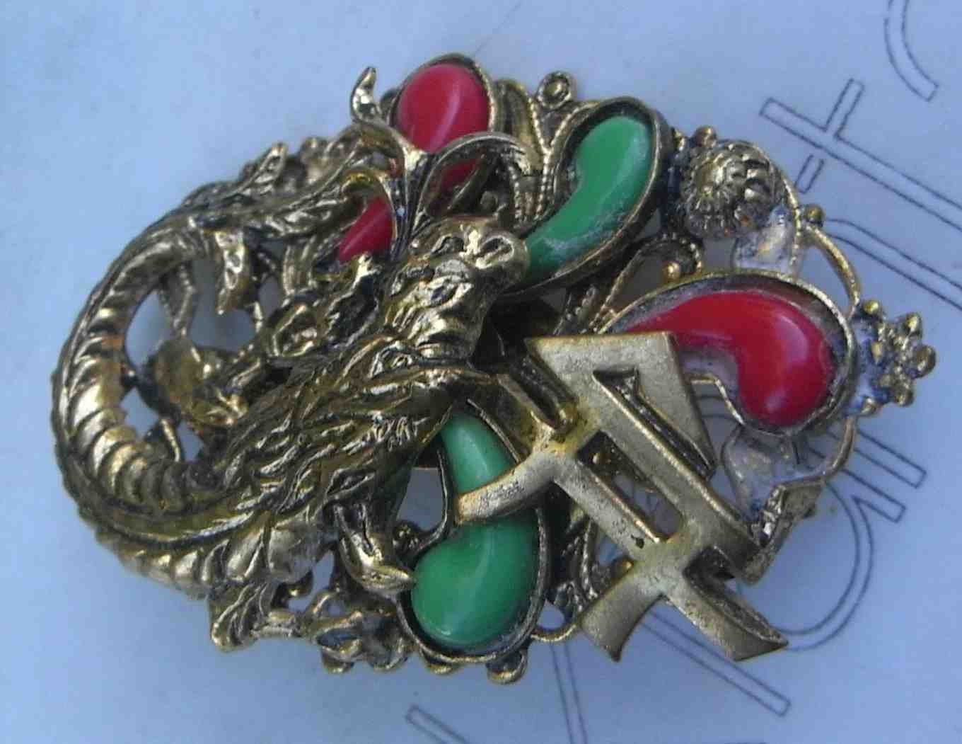 Art Deco Neiger Brothers Oriental Revival Chinese Dragon Brooch Peking ...