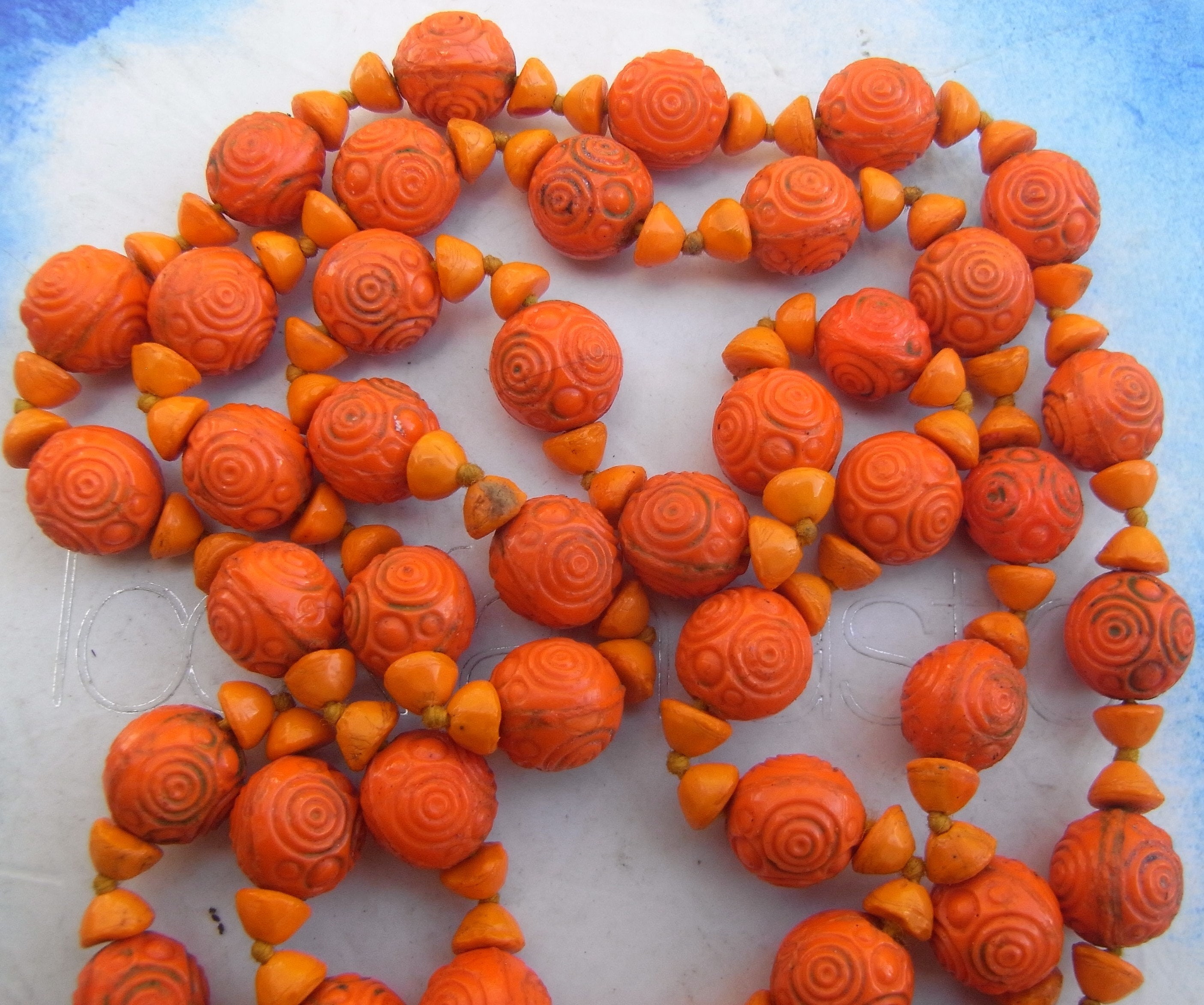 Art Deco Neiger Brothers Chinese Revival Super Long Glass Beads ...