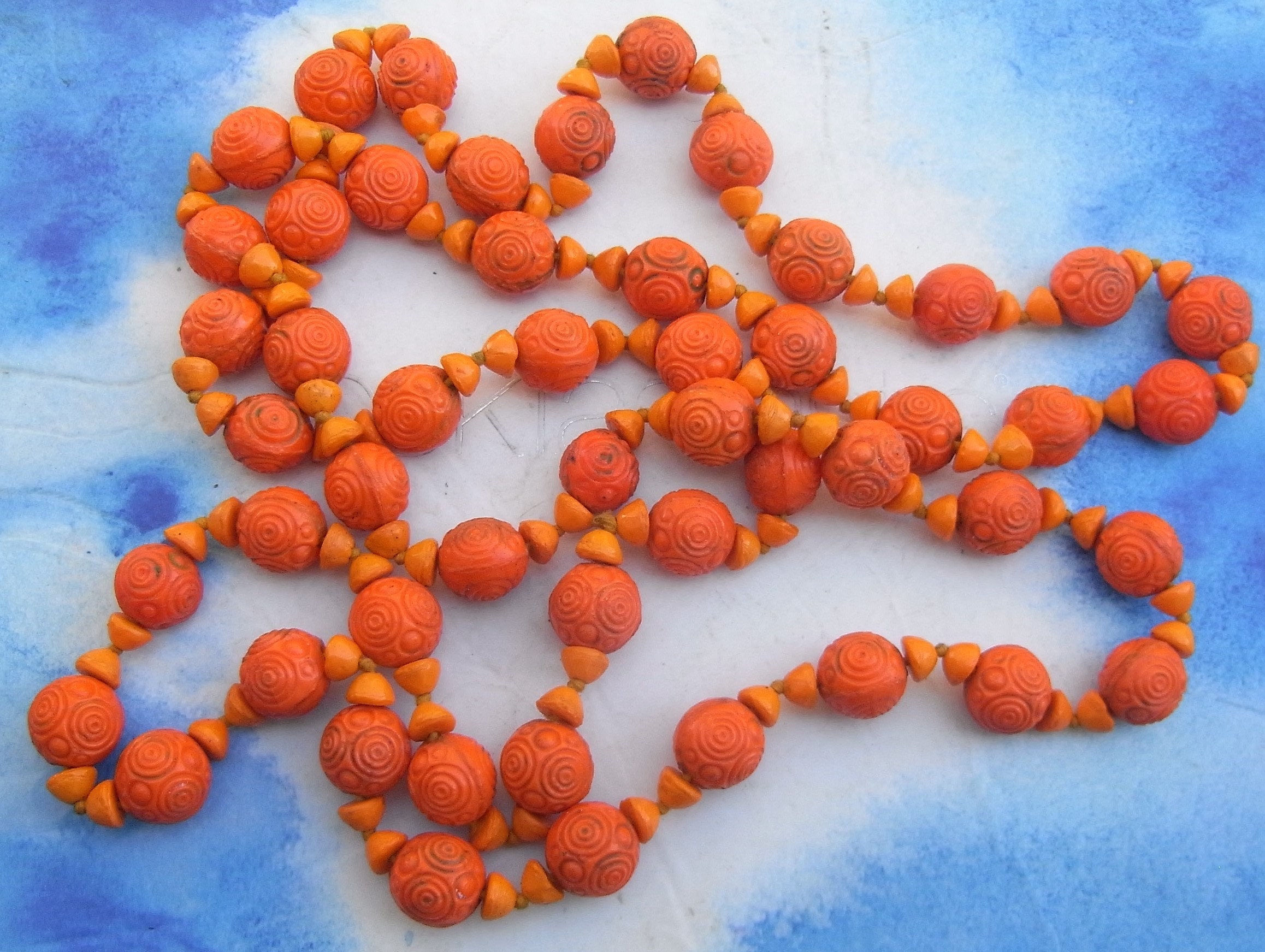 Art Deco Neiger Brothers Chinese Revival Super Long Glass Beads ...