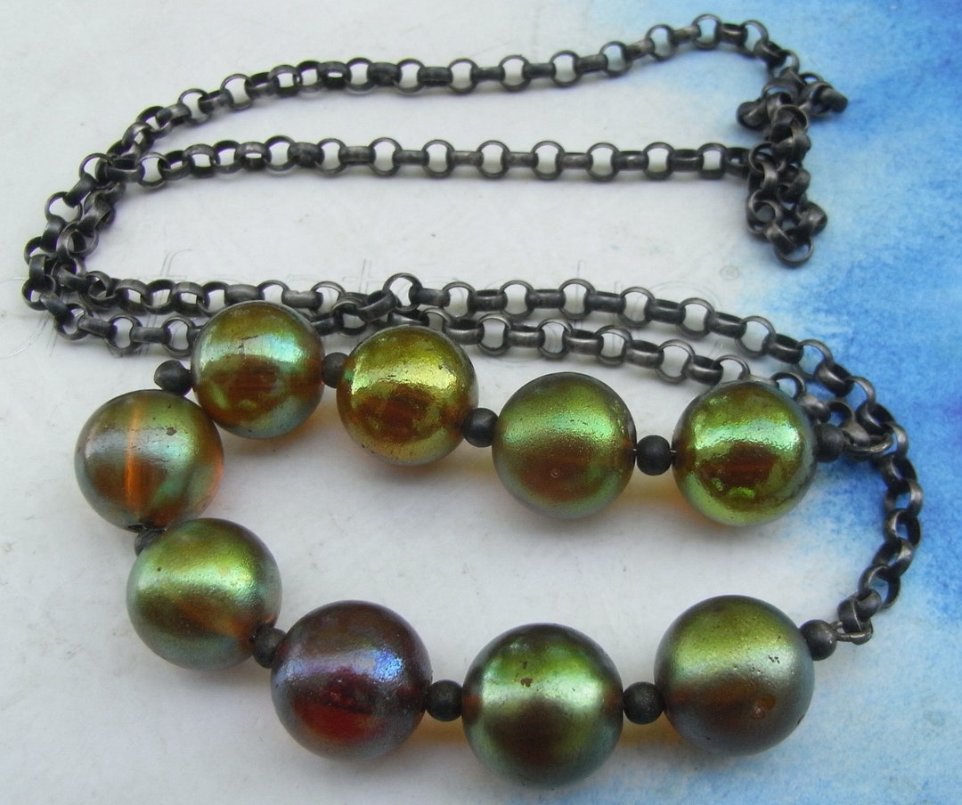 WMF Ikora Myra Glass Iridescent Beads Art Deco Necklace - Etsy