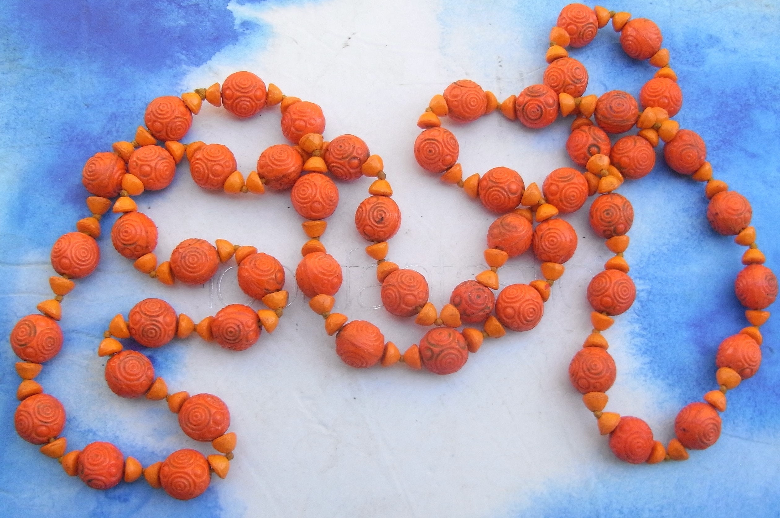 Art Deco Neiger Brothers Chinese Revival Super Long Glass Beads ...