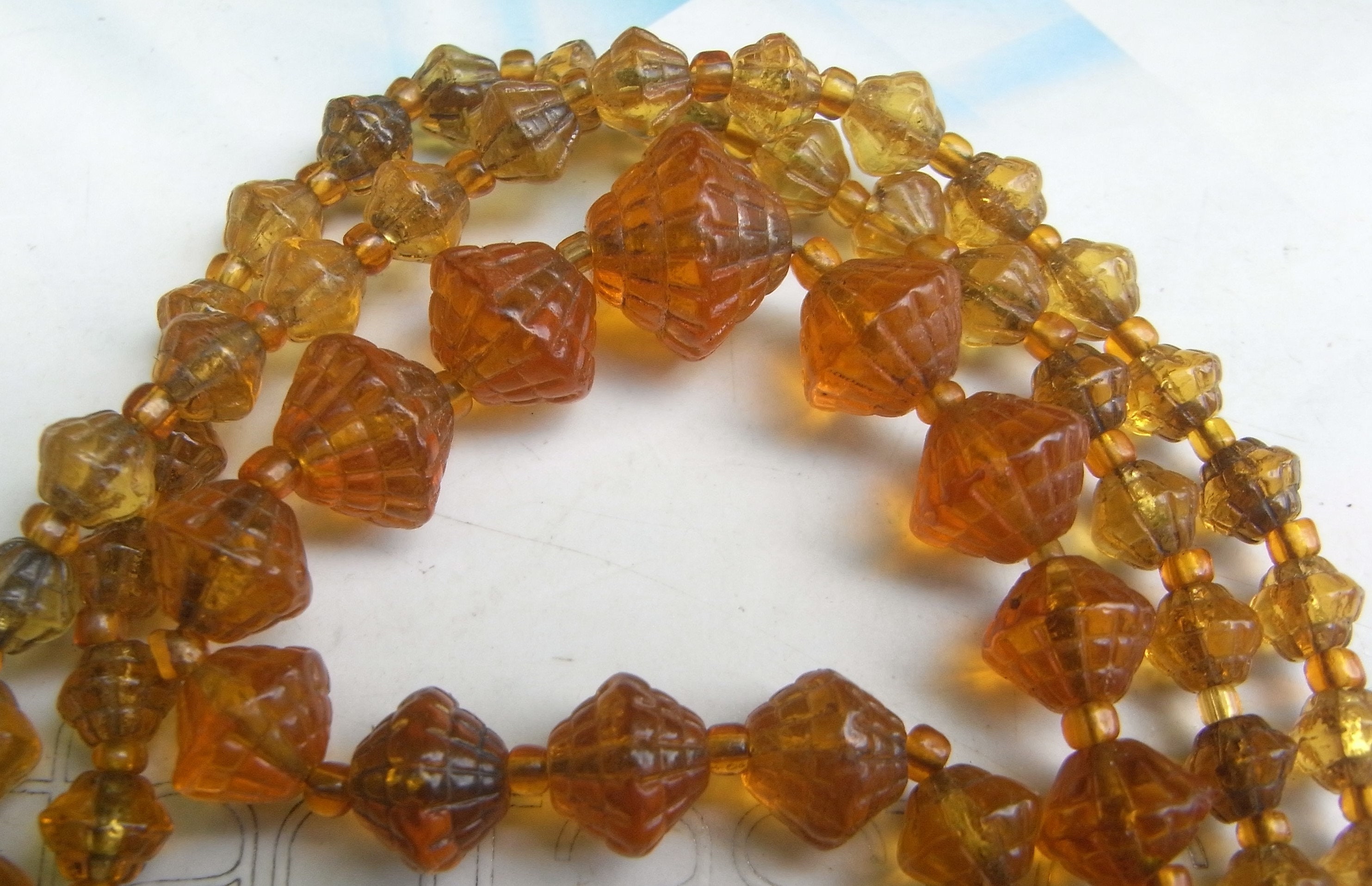 Art Deco Pressed Glass Neiger Brothers Translucent Beads Necklace Czech ...