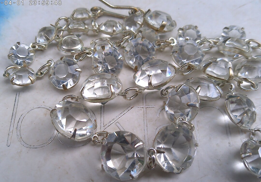 Art Deco Sparkly Diamond Glass Paste Bezel Beads Necklace - Etsy