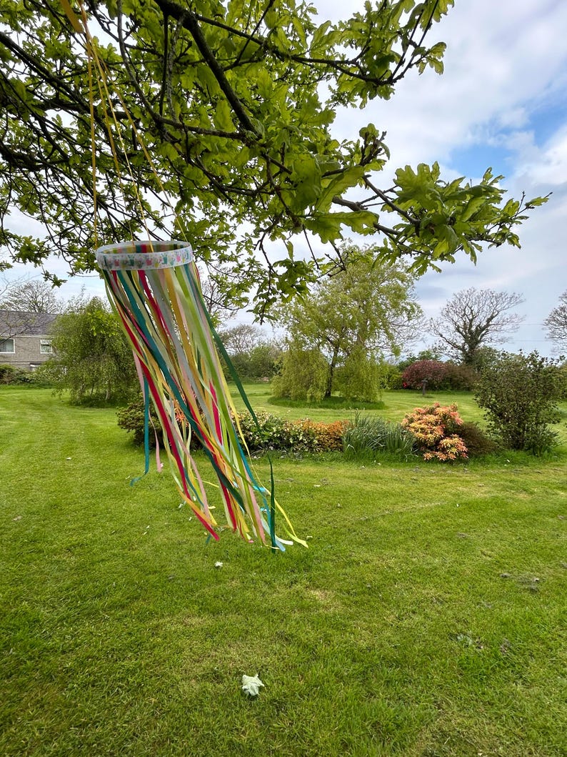 Garden Ribbon Streamer/ Wind Sock/hoop. Garden/wedding/caravan/party ...