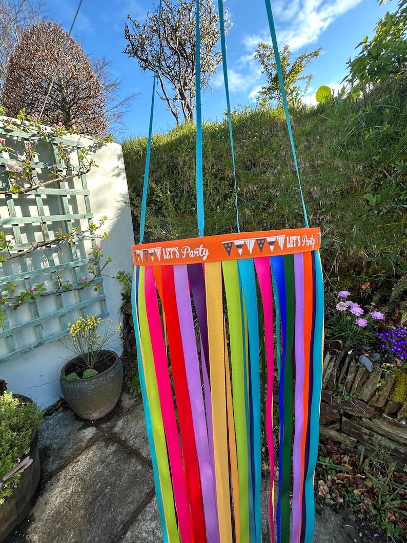 Colourful, Festival Style, Ribbon Streamer/ Wind Sock/hoop. Garden ...