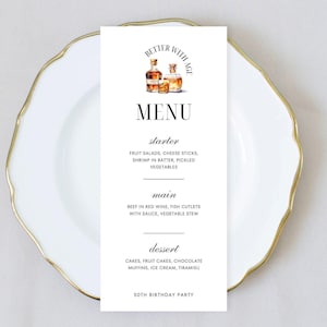 Whiskey-themed Party Menu Template, Better With Aged Birthday Dinner ...