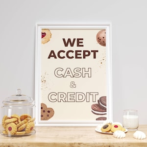We Accept Cash and Credit Cards Sign, Cookie Booth Printable, Cookie ...