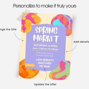Spring Market Flyer Editable Template, Spring Fling Sign, Community ...