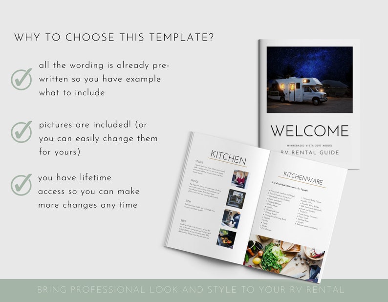 RV Rental Welcome Guidebook Template, Motorhome Binder, Camper Renters ...