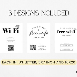 Printable QR Code Wifi Password Sign, Scan to Connect, Free Wi-fi Sign ...