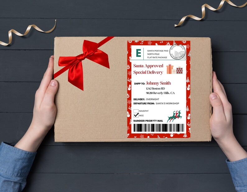 EDITABLE Santa Delivery Label Christmas Box Label Template - Etsy