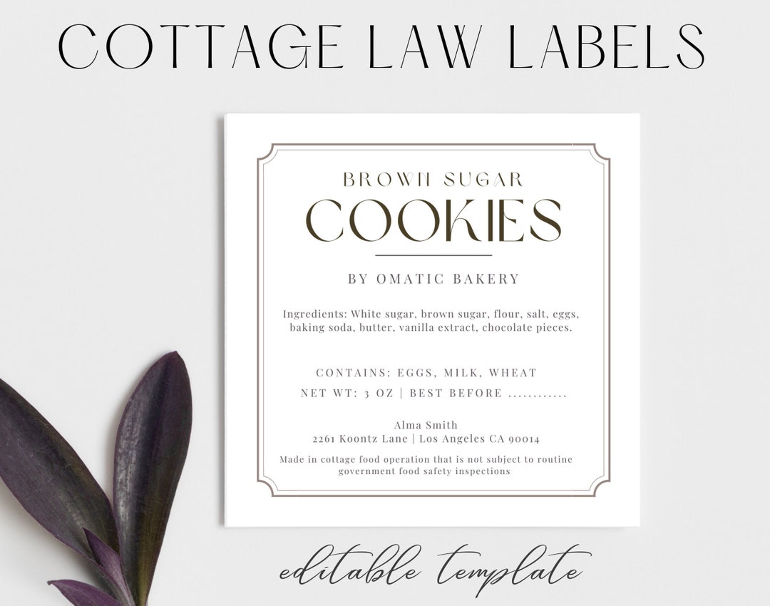 Home Bakery Cookie Sticker, Cottage Food Law Label Template Canva ...
