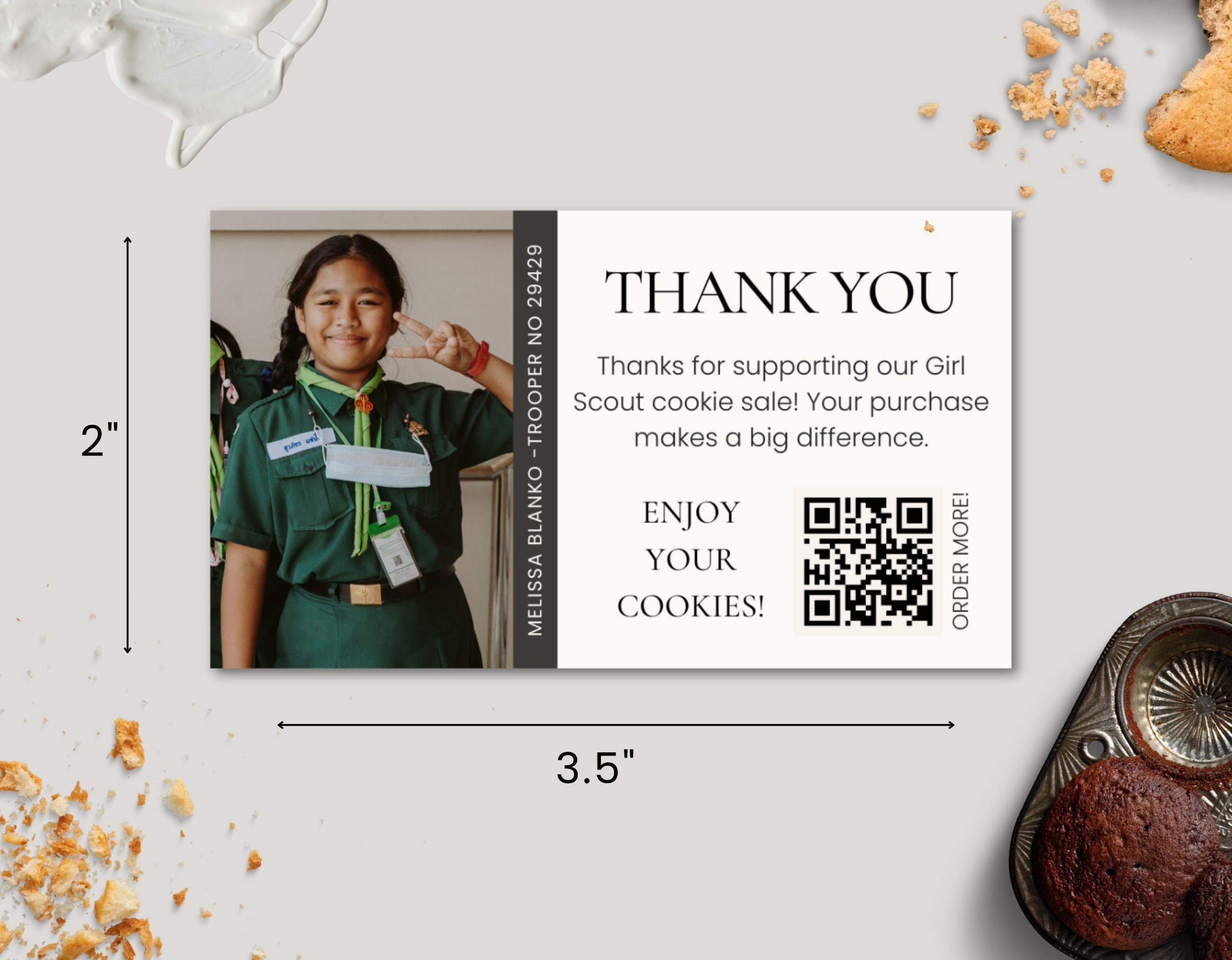 Girl Scout Cookie Sales Business Card, Editable Template With Photo and ...