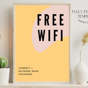 Modern Minimalistic WIFI Password Sign Template With QR Code, Scan to ...
