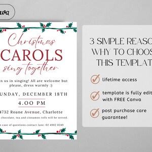 Christmas Caroling Event Invitation - Editable Template, Holiday ...