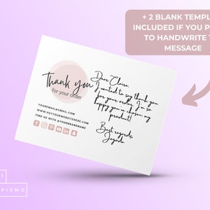Thank You for Your Order Card, Business Template for Note to Customer ...