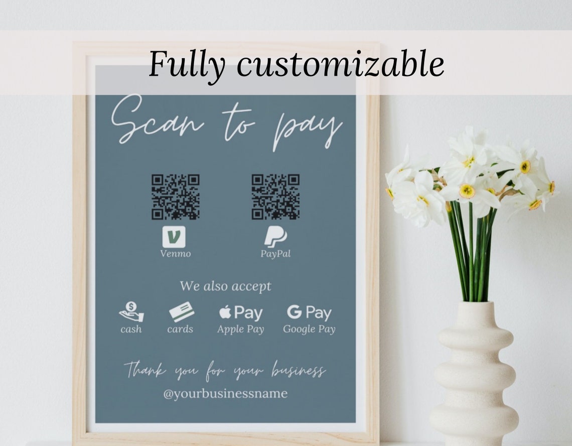Editable Scan to Pay Template Qr Code Scanner Signs - Etsy