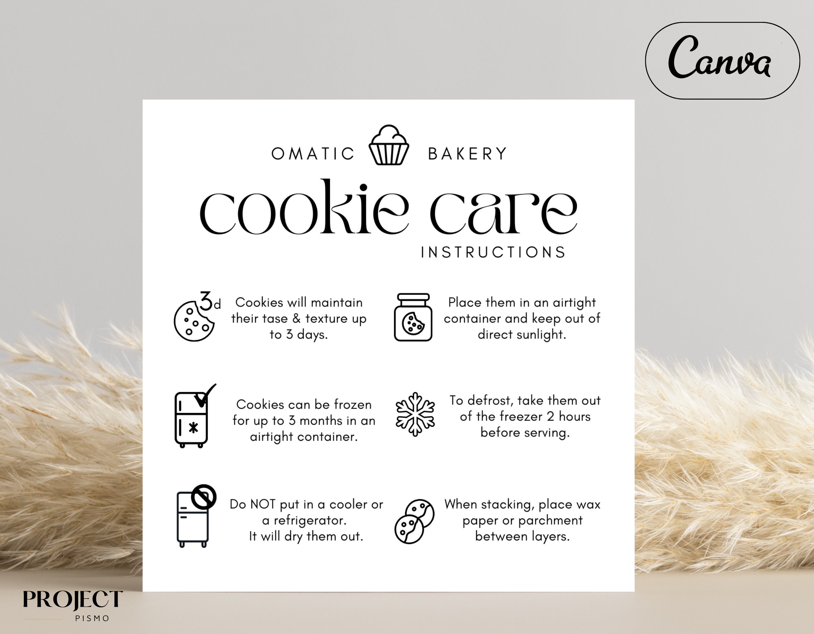 Editable Cookie Label Template: Bakery Business Card (canva) - Etsy