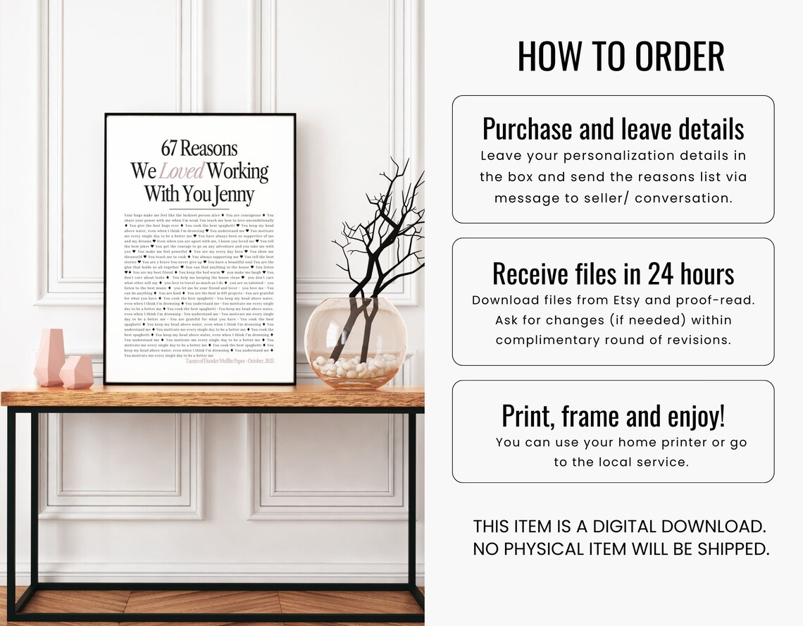Personalized Retirement Gift Print: Reasons We Loved Working With You ...