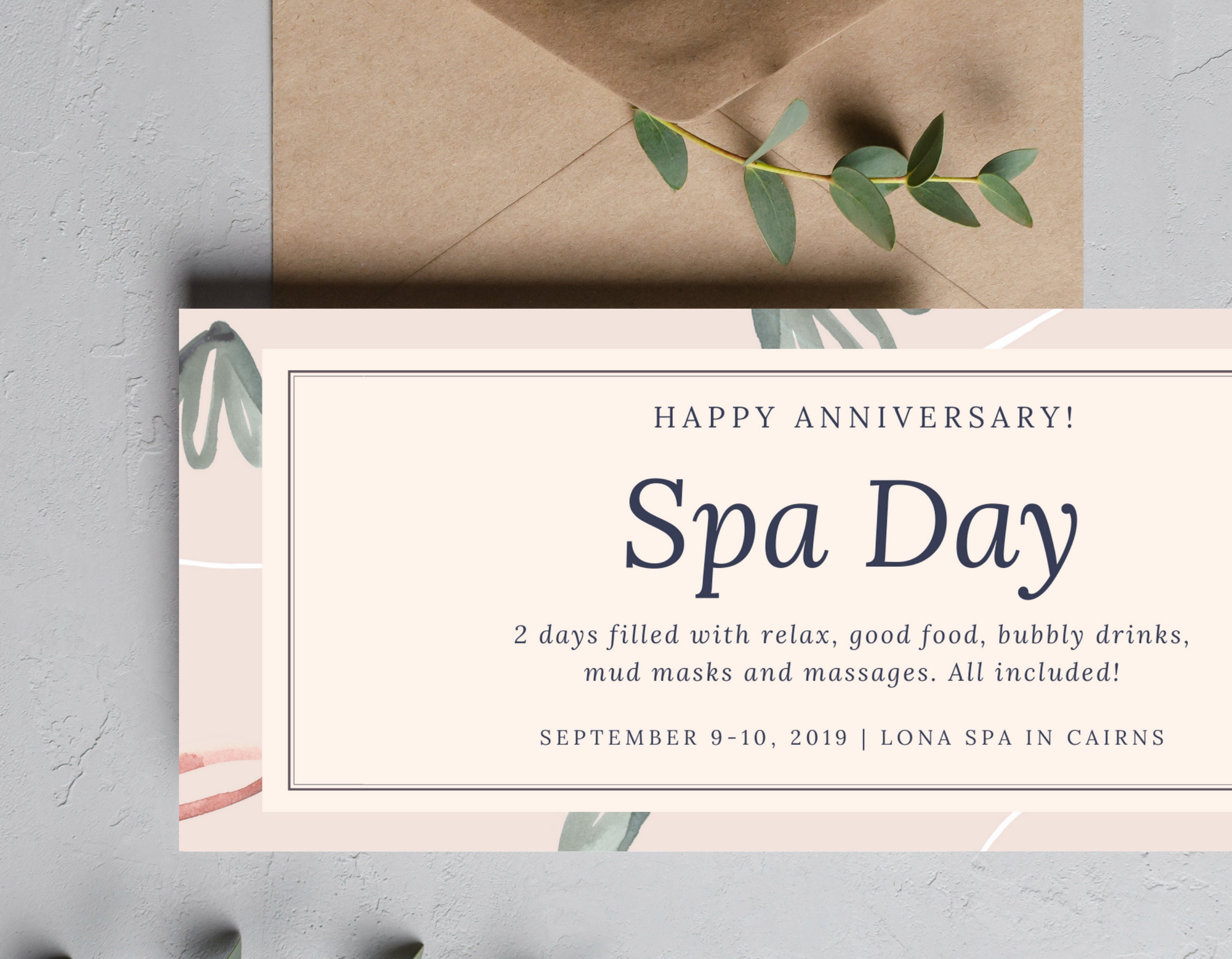 Editable Spa Day Gift Voucher Template: Printable Birthday Surprise ...