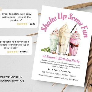 Milkshake Birthday Invitation Template: Colorful Kids Party (digital ...