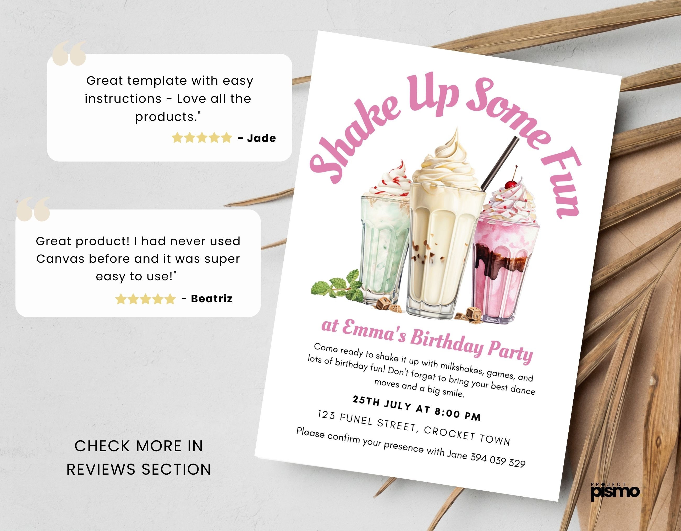 Milkshake Birthday Invitation Template: Colorful Kids Party (digital ...