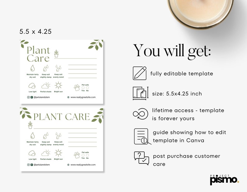 Plant Care Guide Card Template: Succulents, Herbs (canva Editable) - Etsy