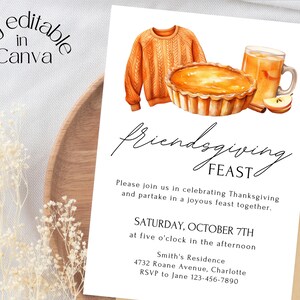 Friendsgiving Invitation Template, Thanksgiving Dinner Card, Fall ...