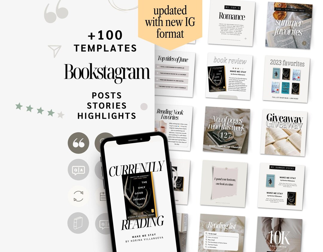 Modern Bookstagram Templates for Instagram - Ultimate Bundle, Cozy ...