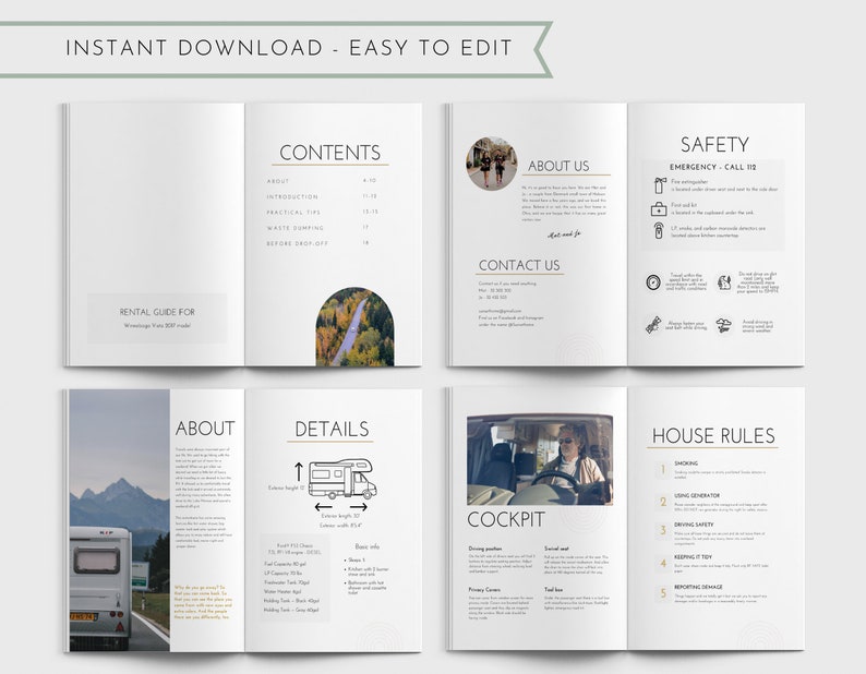 RV Rental Welcome Guidebook Template, Motorhome Binder, Camper Renters ...