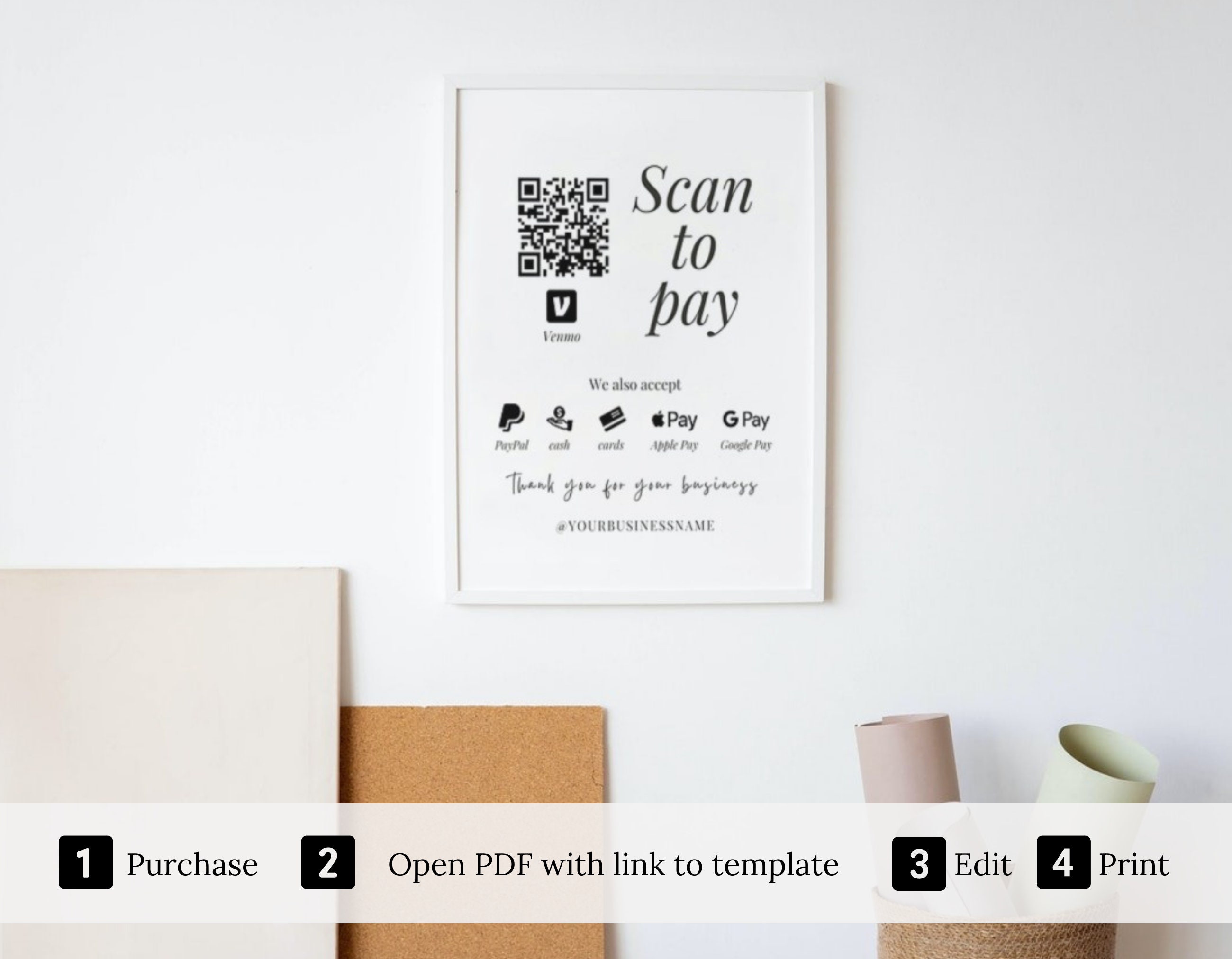 Minimalistic Scan Qr Code to Pay Payment Options Display - Etsy