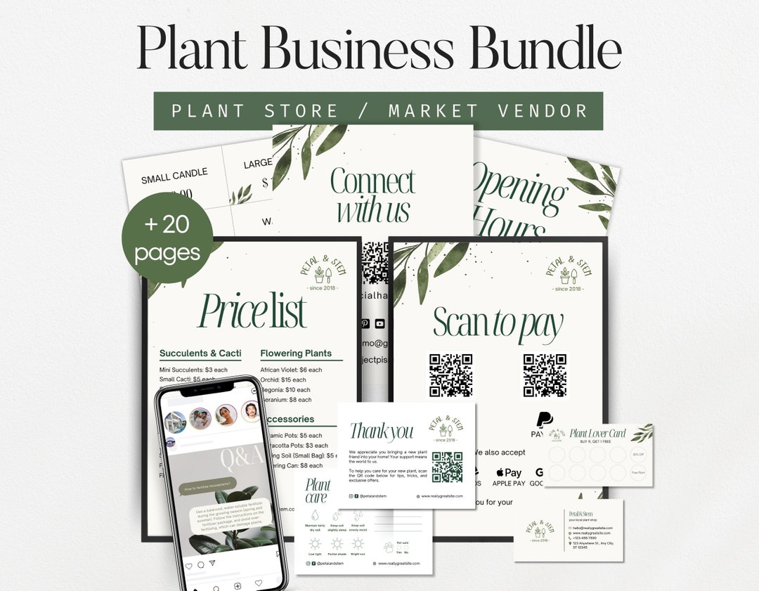 Plant Shop Signs Bundle Vendor Plant Business Template Garden Social ...