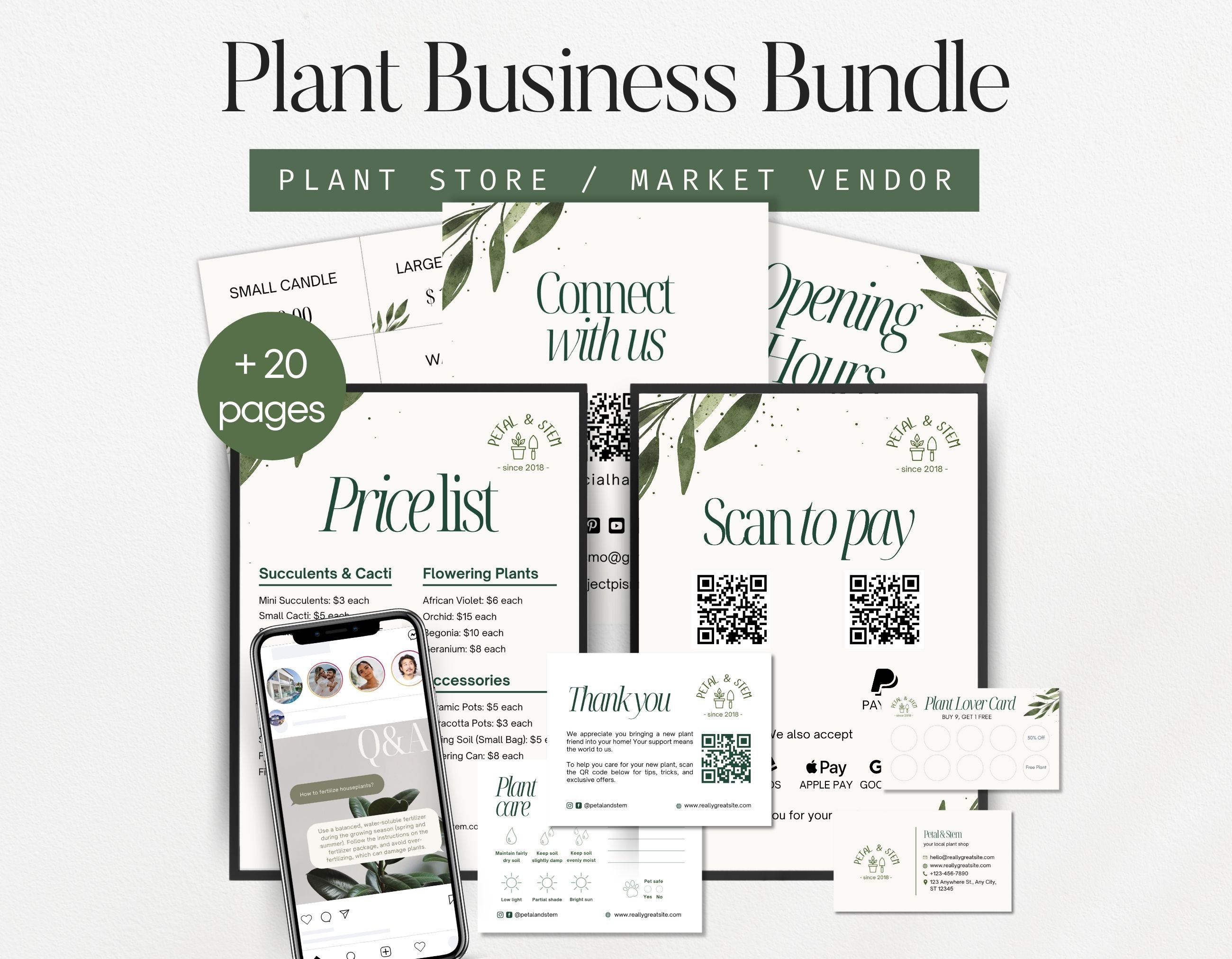 Plant Shop Signs Bundle Vendor Plant Business Template Garden Social ...
