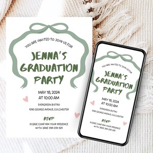 Whimsical Hand Drawn Graduation Party Invite, Handwritten Wavy Border ...