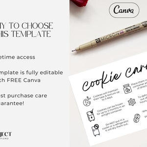 Cookie Care Card and Thank You Note for Customer, Canva Template, Home ...