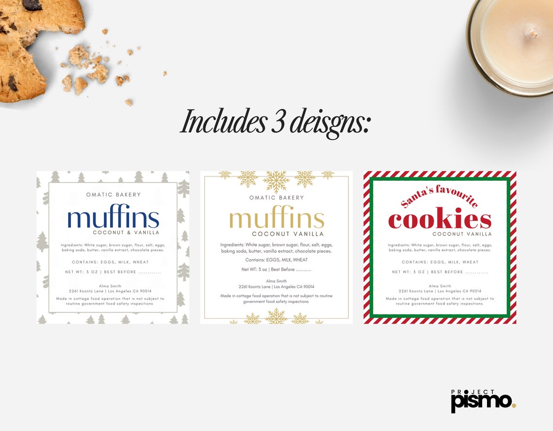 Christmas Bakery Label Template: Santa's Cookies, Cottage Food Law ...
